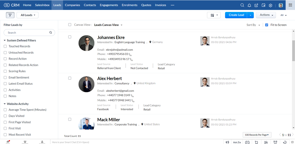Learner Engagement With Zoho CRM For Training Provider