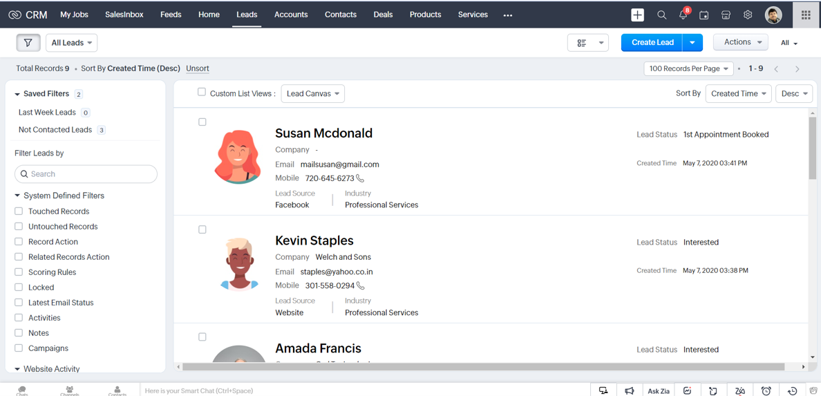 Leads, Contacts. Accounts, Deals (B2B and B2C) In Zoho CRM