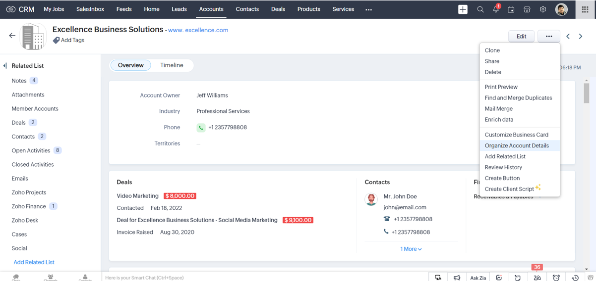 What Are Accounts And How To Manage Them In Zoho CRM?
