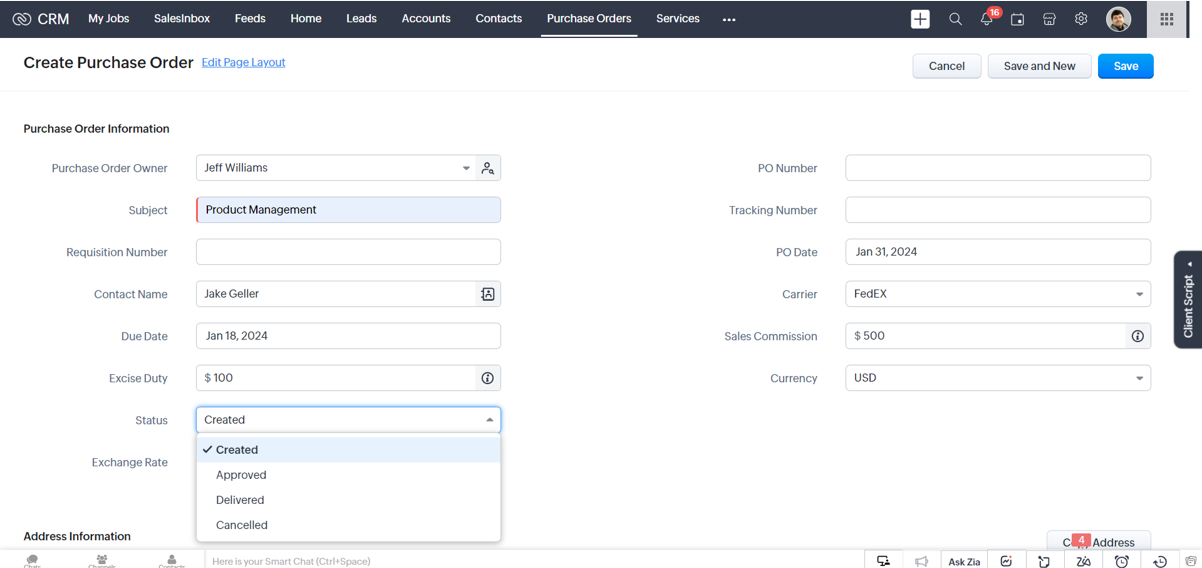 A Complete Guide To Purchase Orders In Zoho CRM