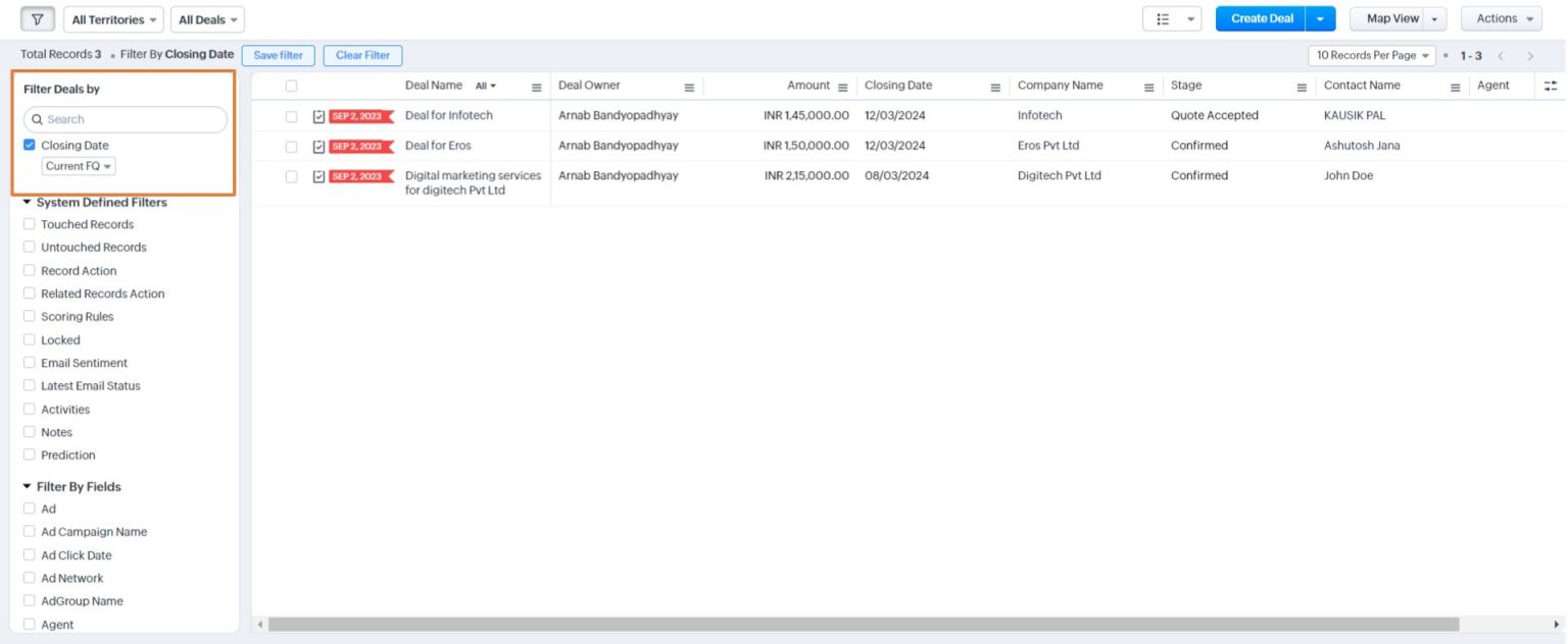 Custom Views and Filters in Zoho CRM for Data Management