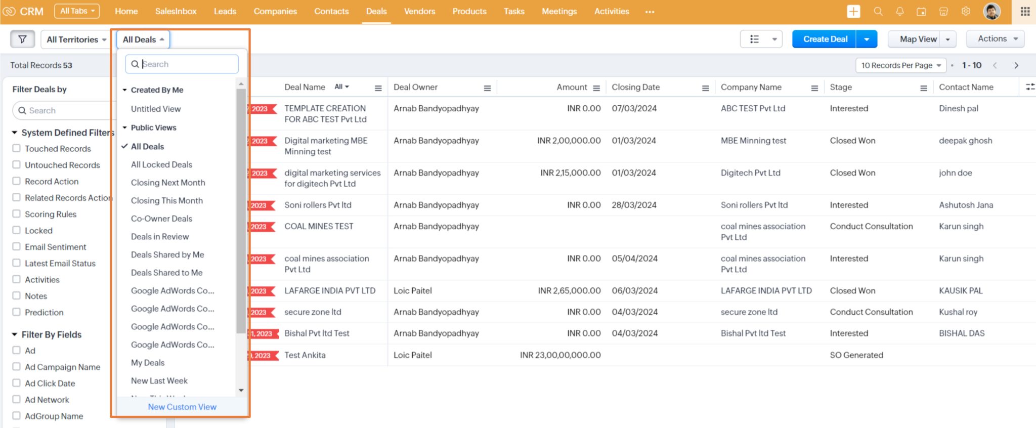 Custom Views and Filters in Zoho CRM for Data Management