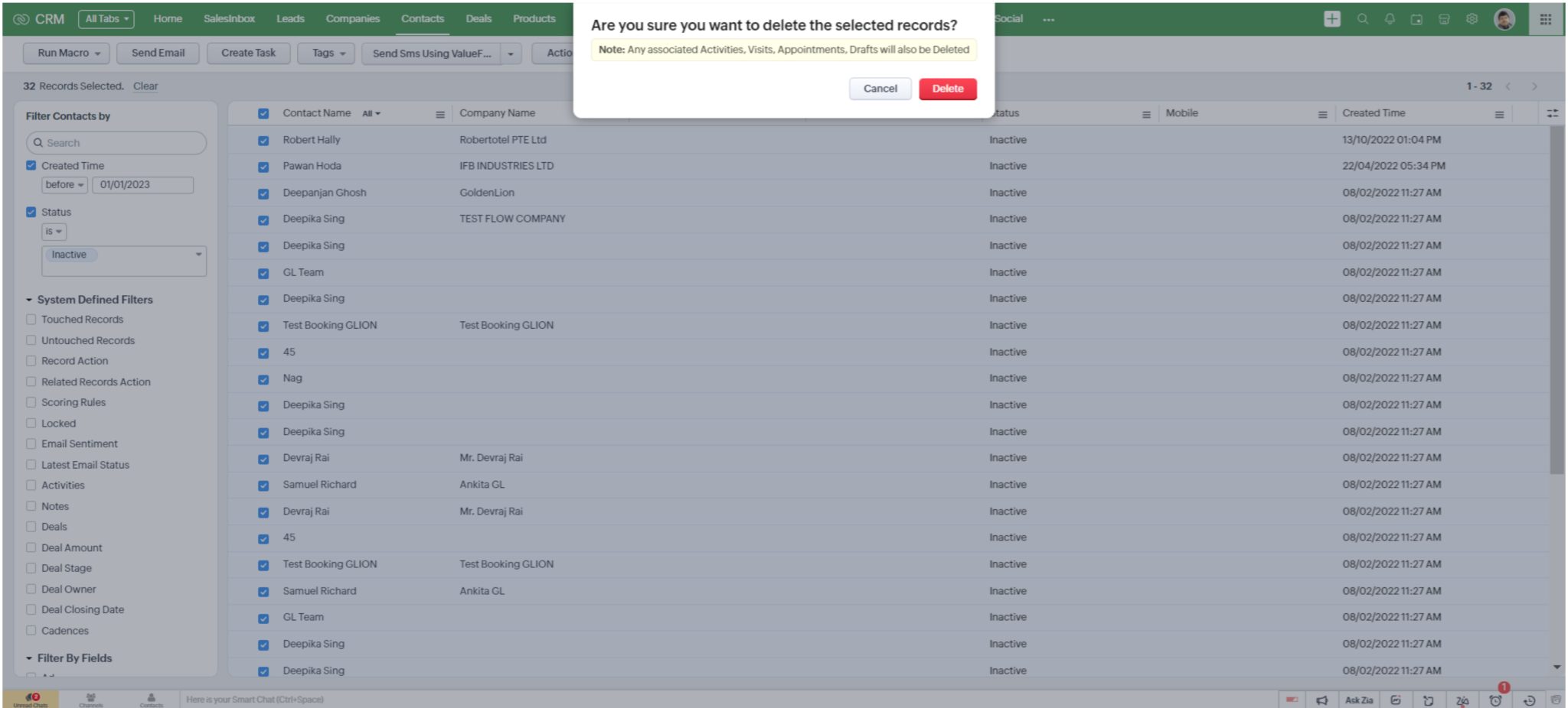 How to Mass Delete in Zoho CRM