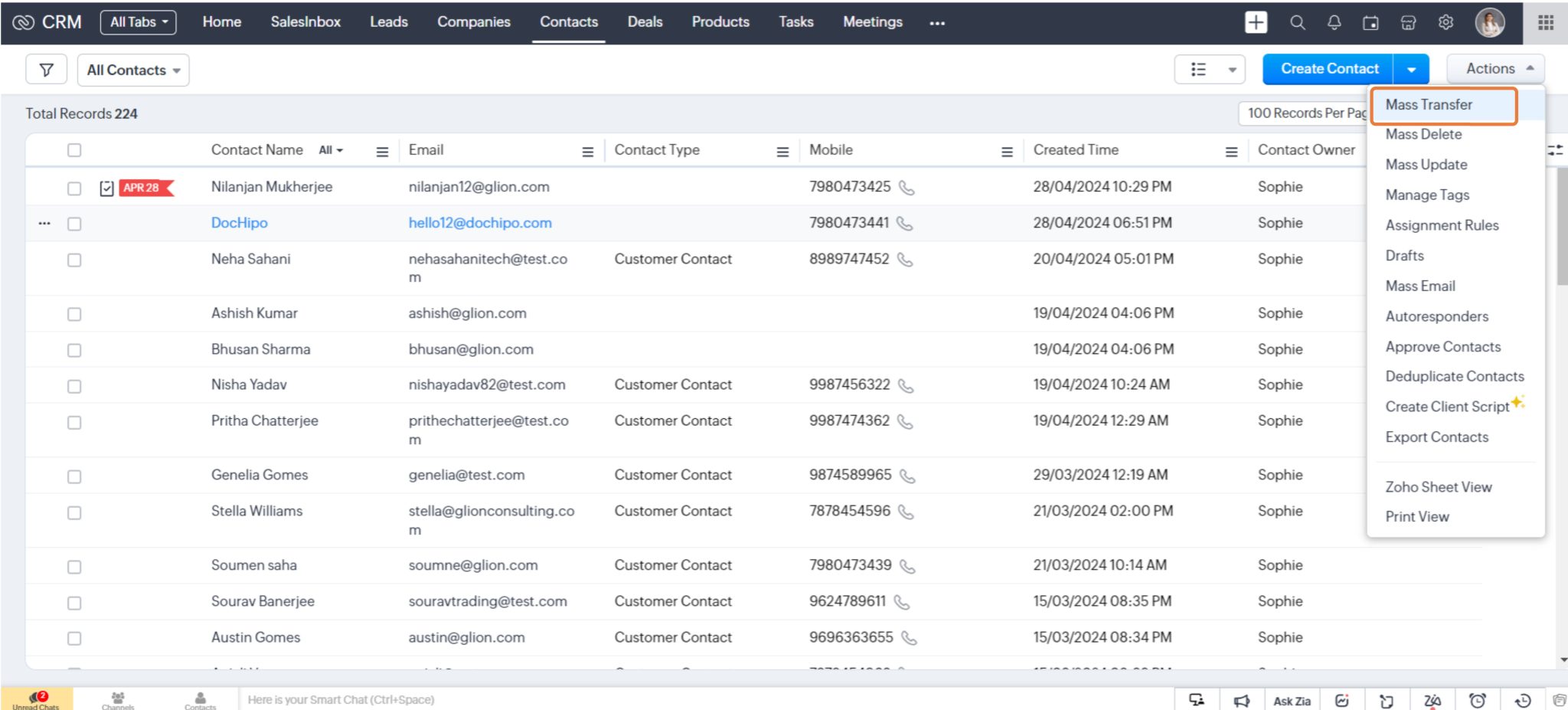 How to Mass Transfer Records in Zoho CRM