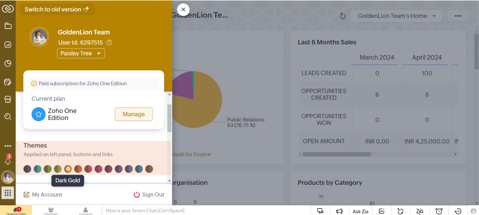 How to Change Theme Colors in Zoho CRM