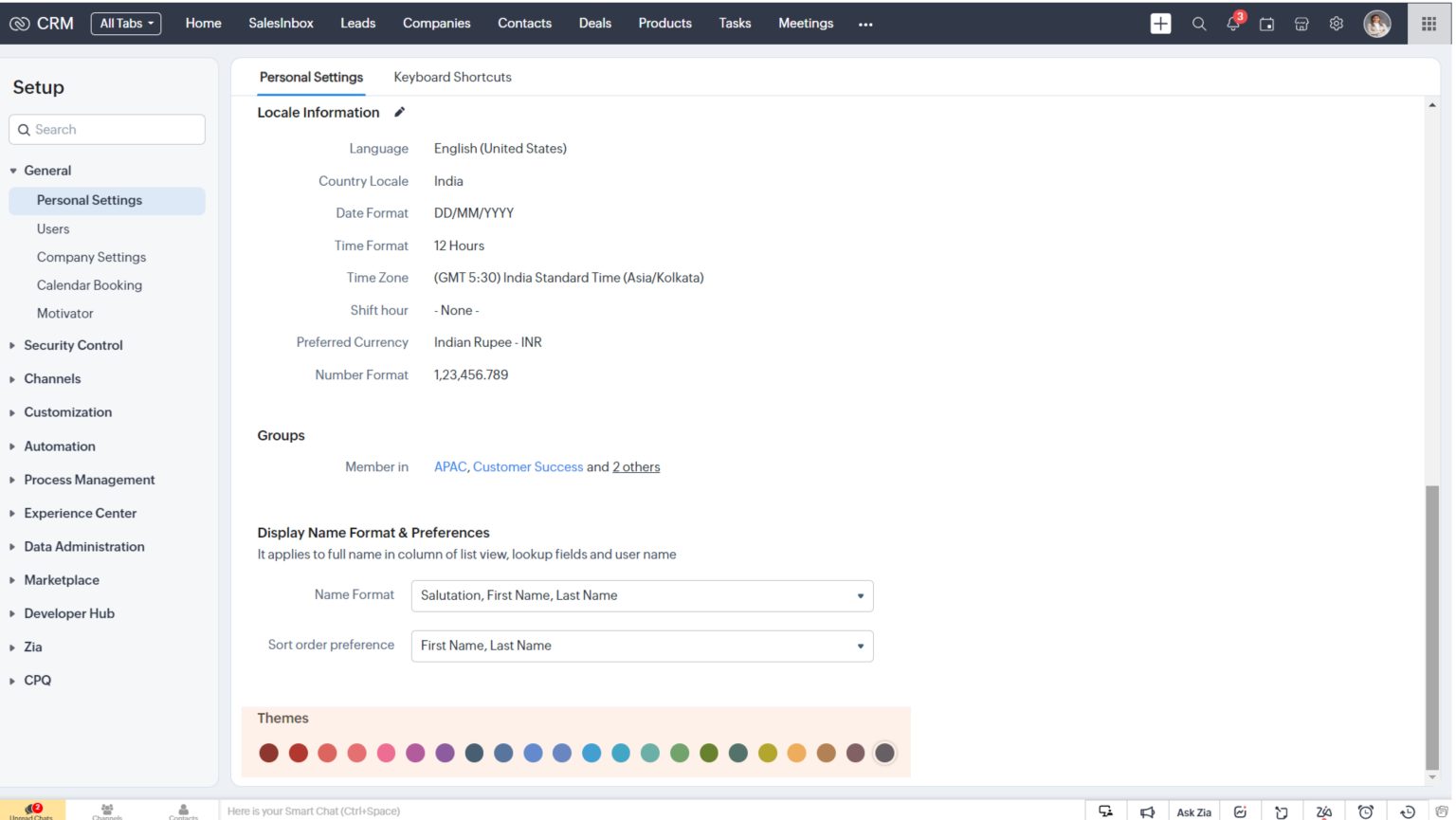 How to Change Theme Colors in Zoho CRM