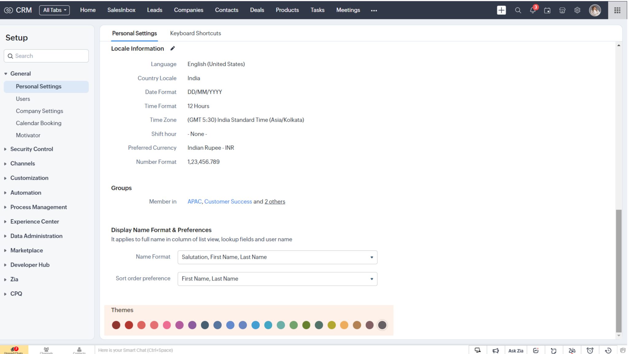 How to Change Theme Colors in Zoho CRM