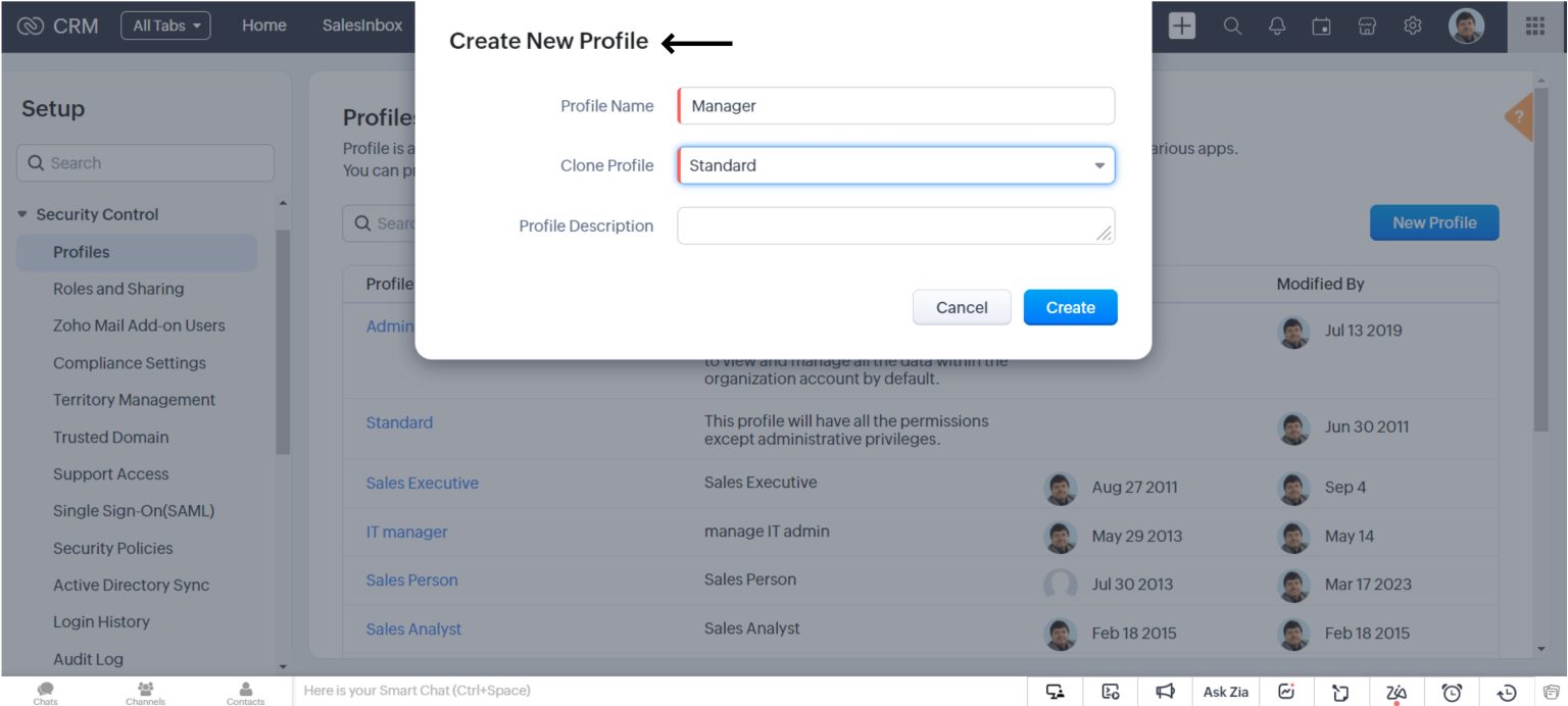 Difference Between Roles and Profiles in Zoho CRM