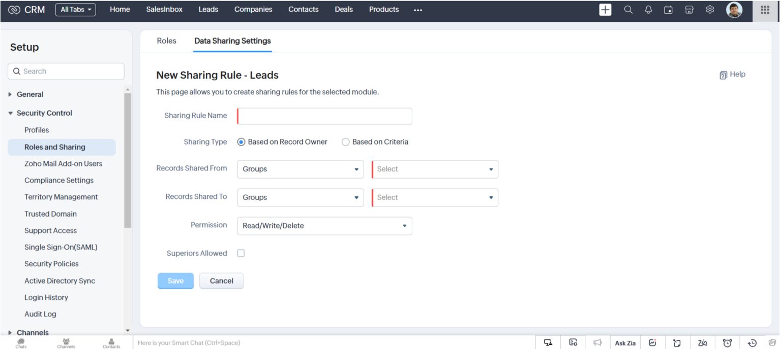 How to Manage Data Sharing in Zoho CRM