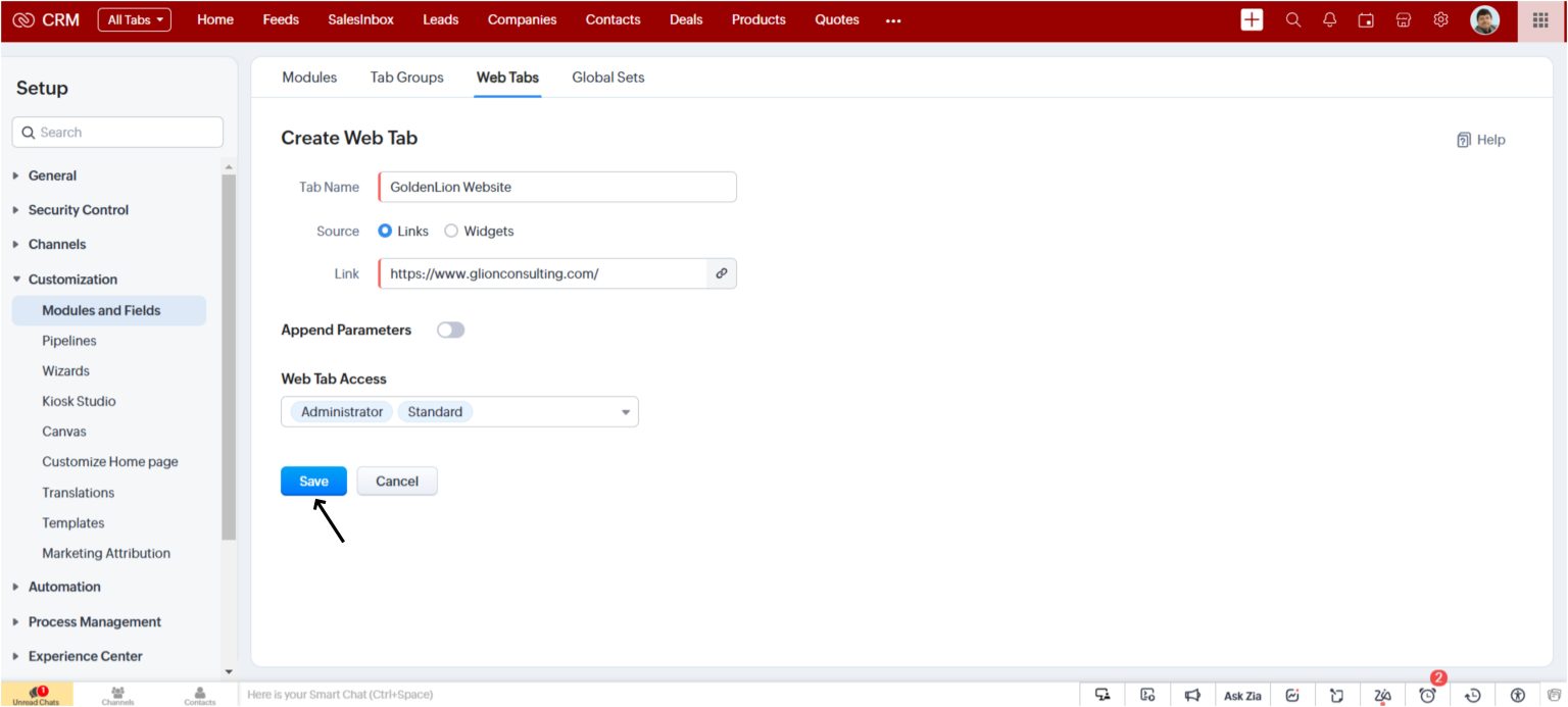 Understanding Web Tabs in Zoho CRM