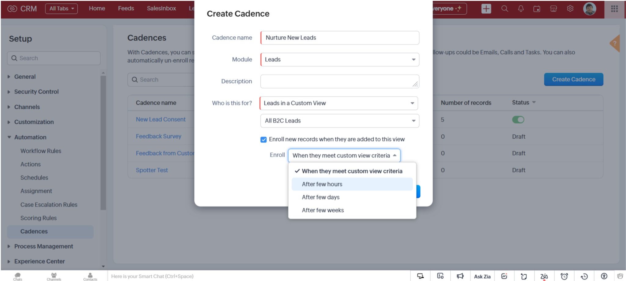 How to Setup Cadences in Zoho CRM