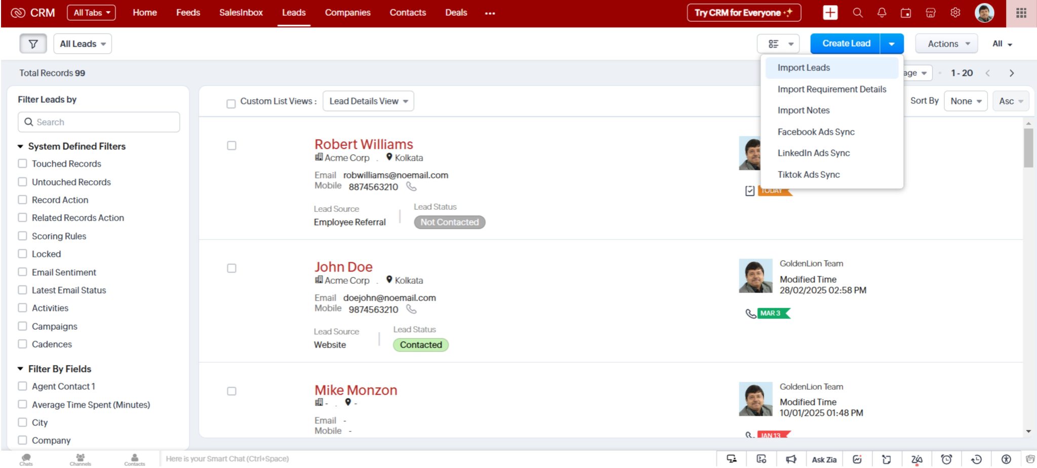 How to Import Data in Zoho CRM
