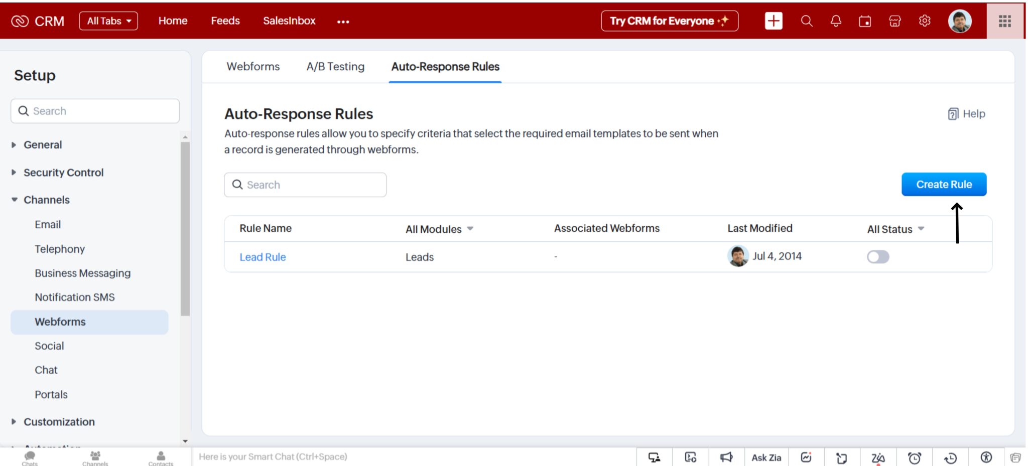 Setting up Auto Response Rules in Zoho CRM