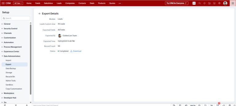 How to Export Data from Zoho CRM