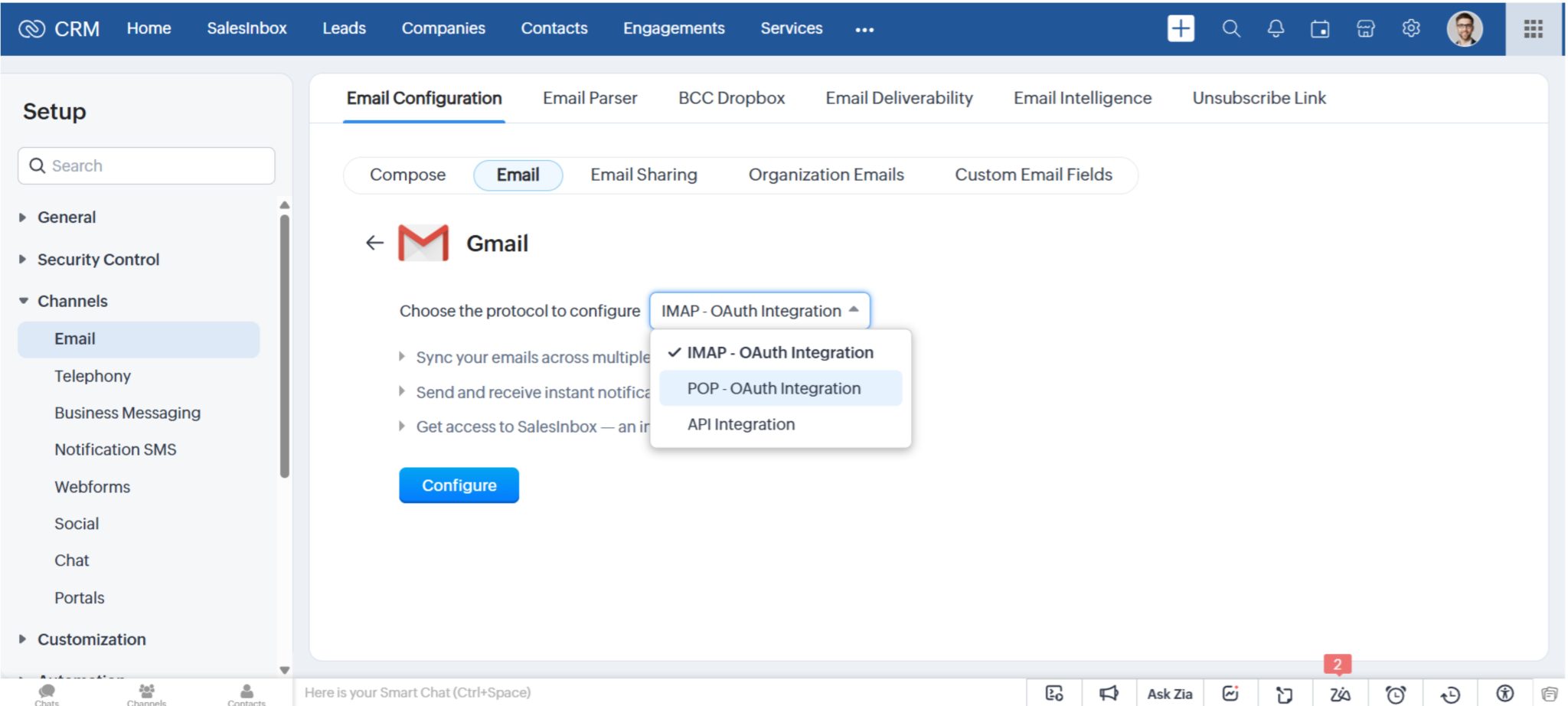 Email Integration with Zoho CRM